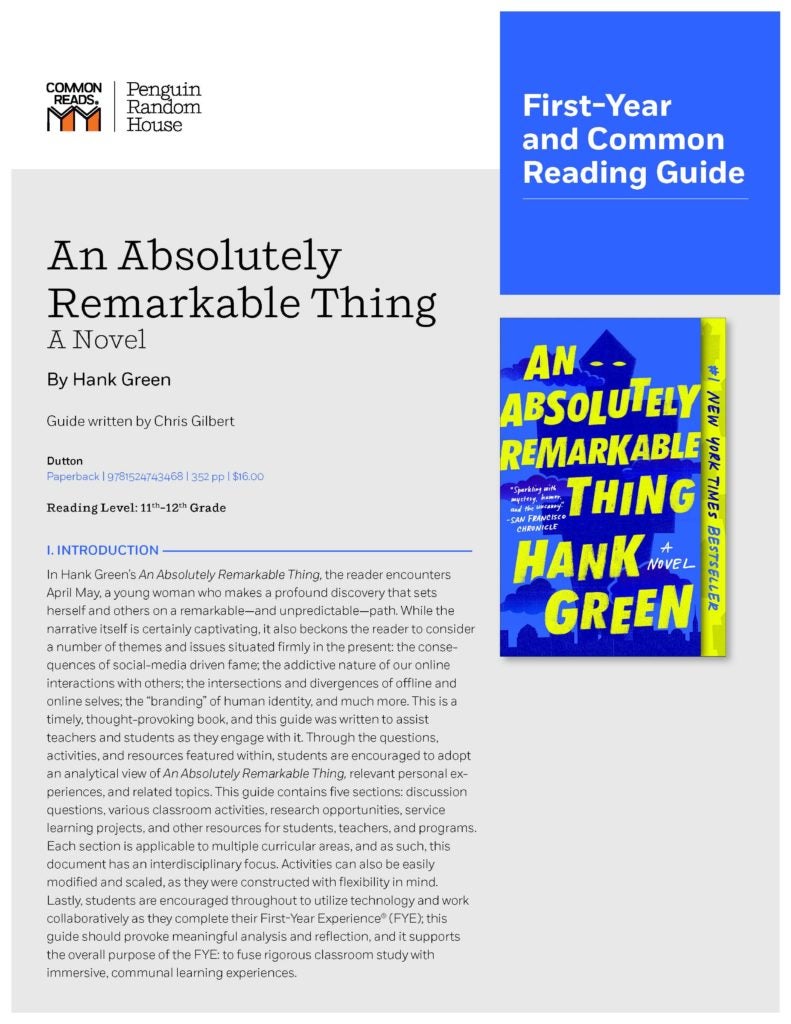 An Absolutely Remarkable First-Year Reading Guide | Penguin Random ...